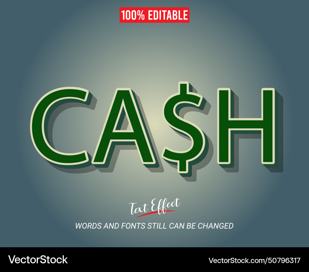 Cash typography text effect alphabet poster design