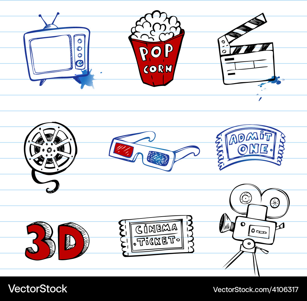 Cinema symbols set Royalty Free Vector Image - VectorStock