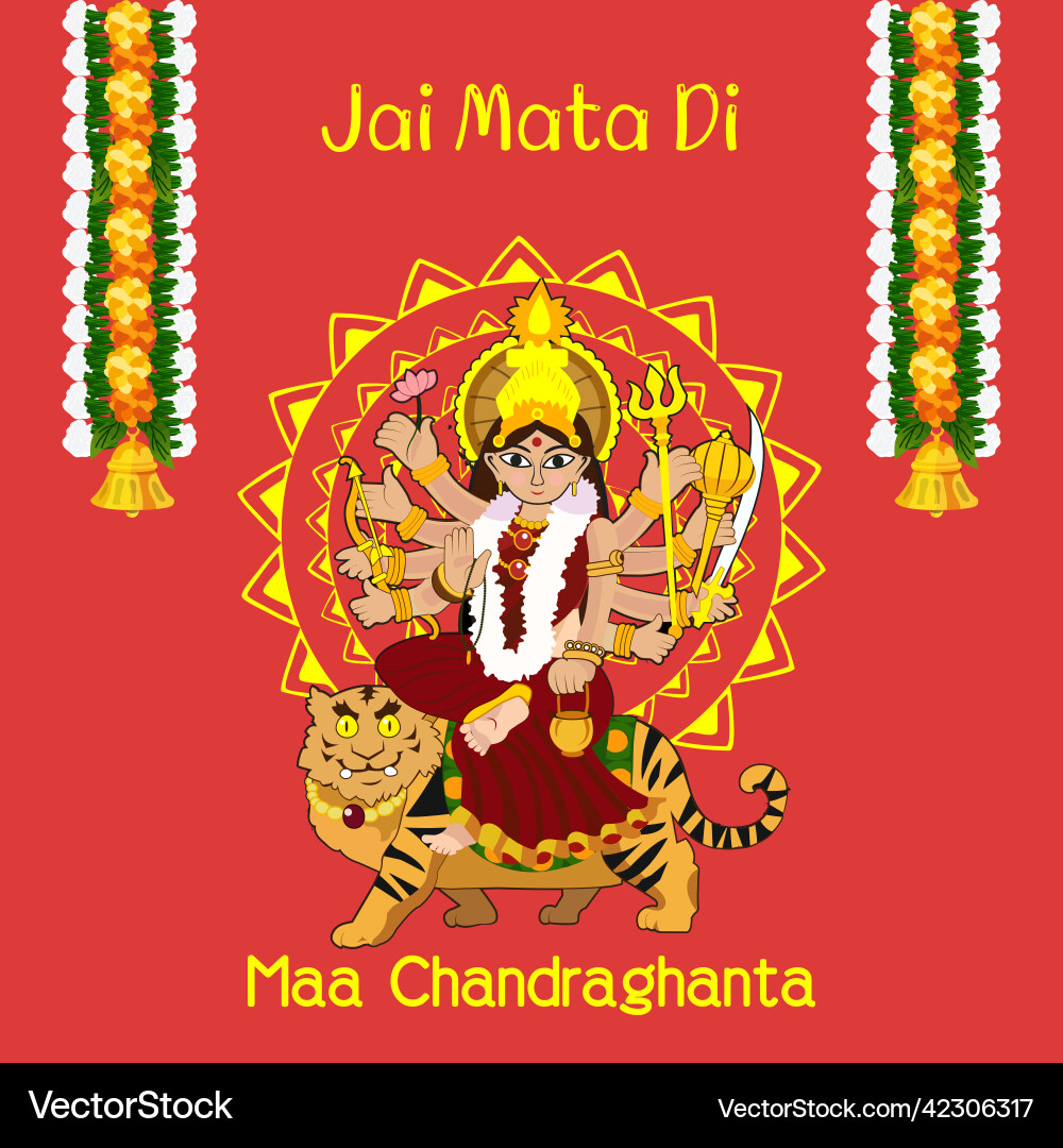 Goddess durga - third form- maa chandraghanta Vector Image
