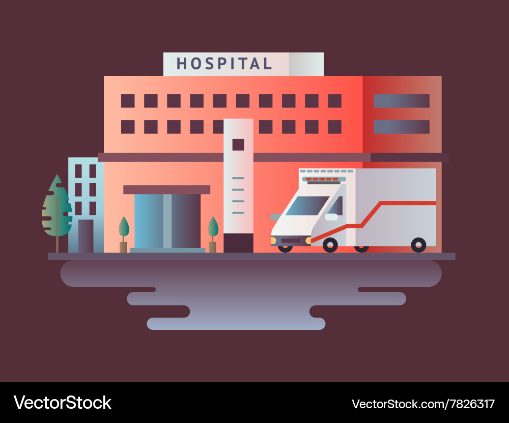 Hospital building design flat Royalty Free Vector Image