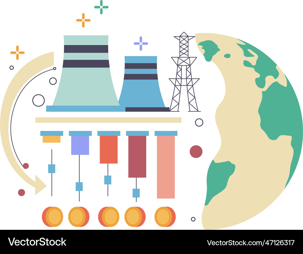 Power plants and stations energy generation chart Vector Image