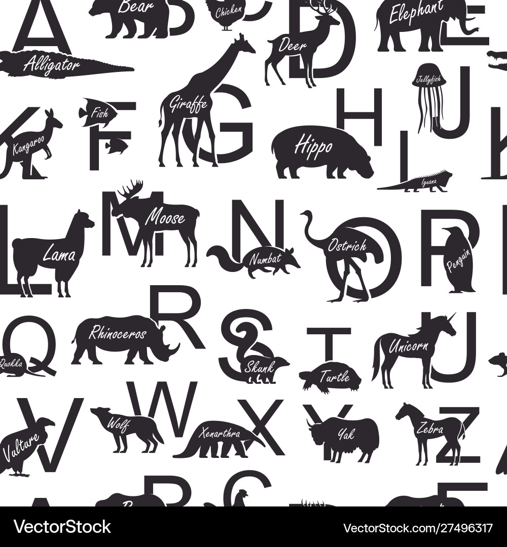 Seamless pattern with zoo alphabet animal Vector Image