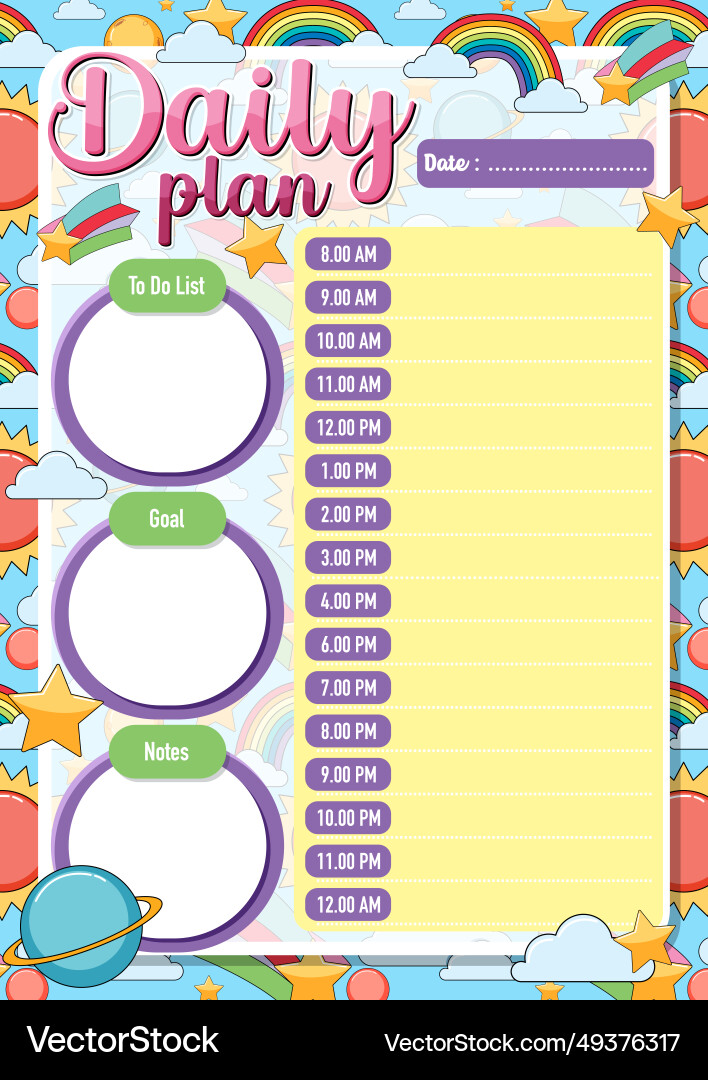 Student lesson plan and to-do list organizer Vector Image