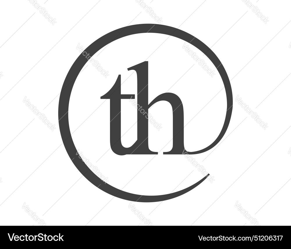 Th logo from two letter with circle shape email Vector Image