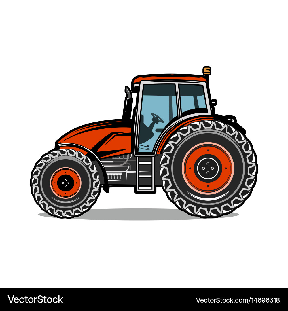 Black tractor on white background Royalty Free Vector Image