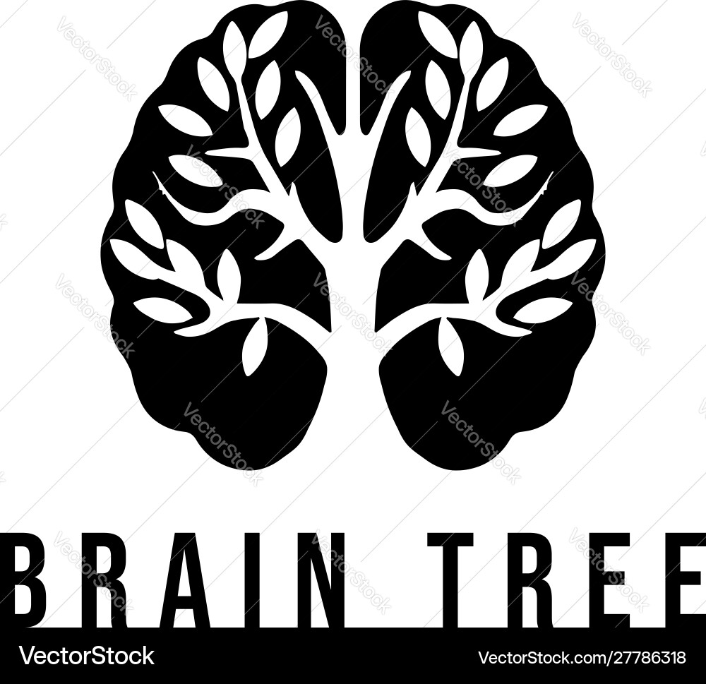 Brain tree creative learning logo template Vector Image