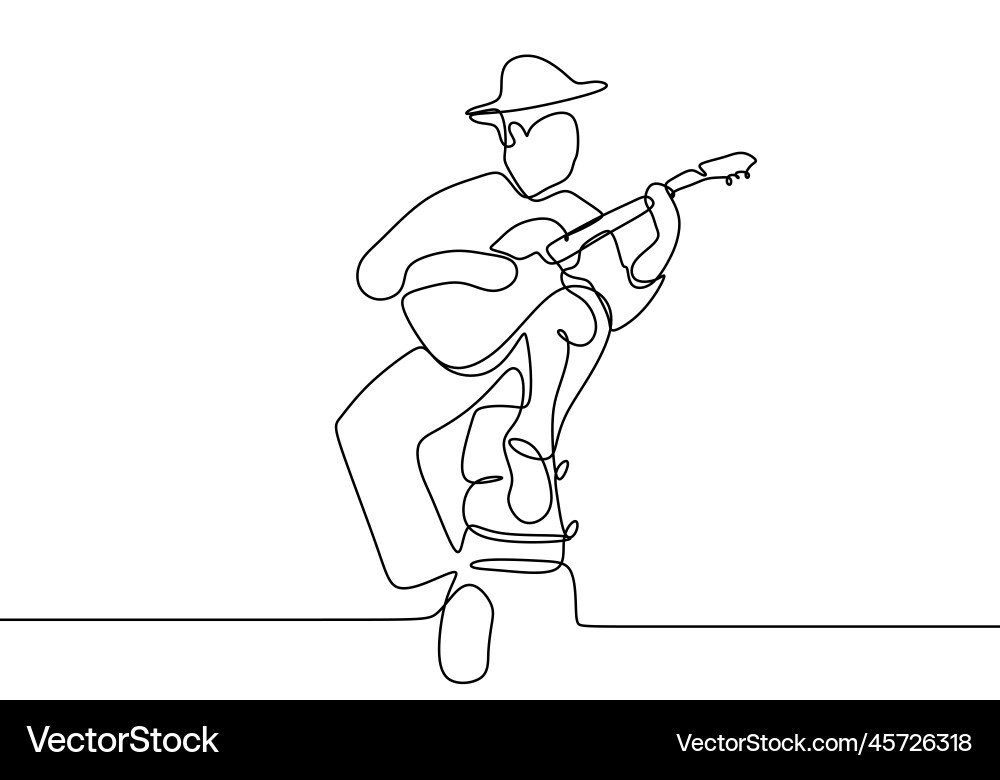 Continuous line drawing classical guitar music Vector Image