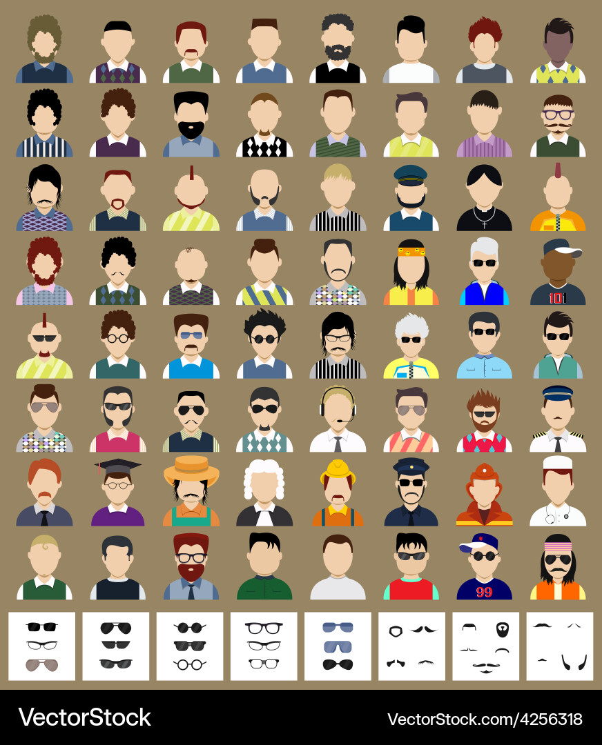 Diverse Man Avatars Royalty Free Vector Image - VectorStock