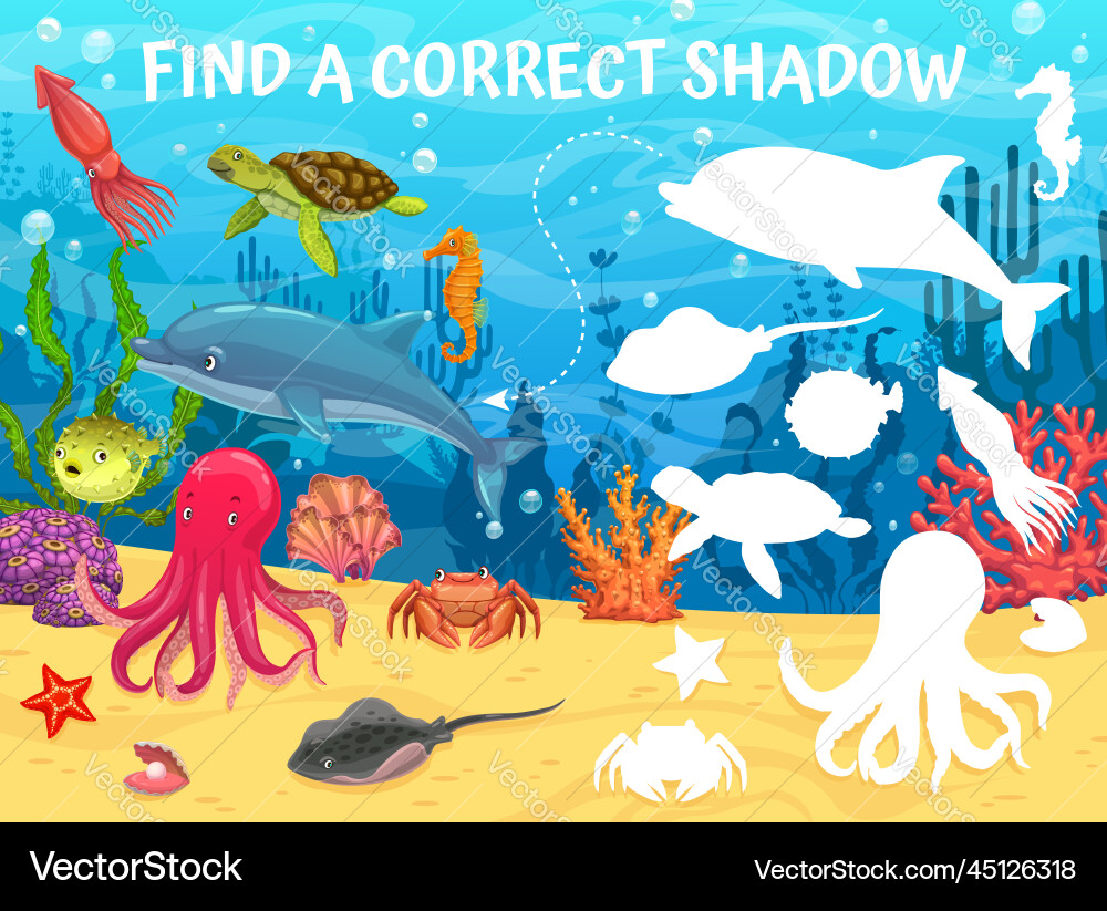 Find a correct shadow cartoon underwater landscape