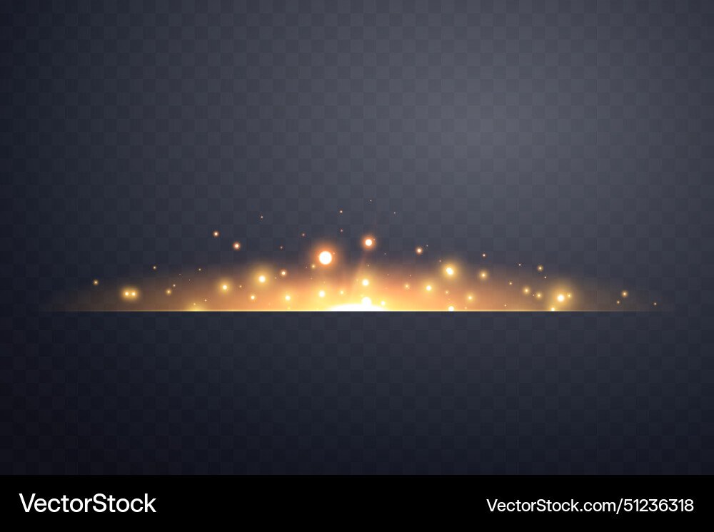 Orange horizontal lensflare light flash with rays Vector Image