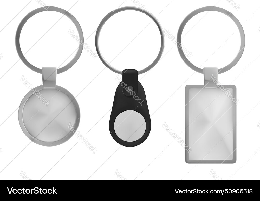 Silver blank key chair ring template design Vector Image