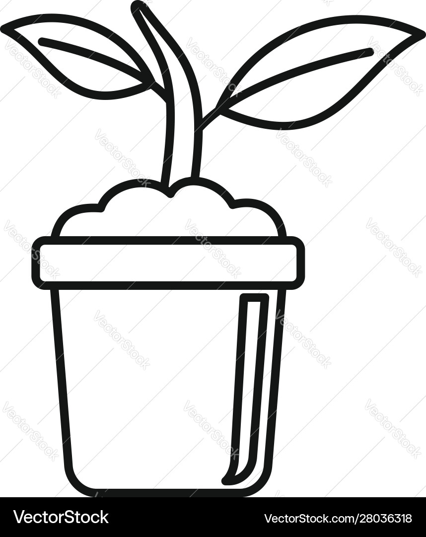 Soil plant pot icon outline style Royalty Free Vector Image
