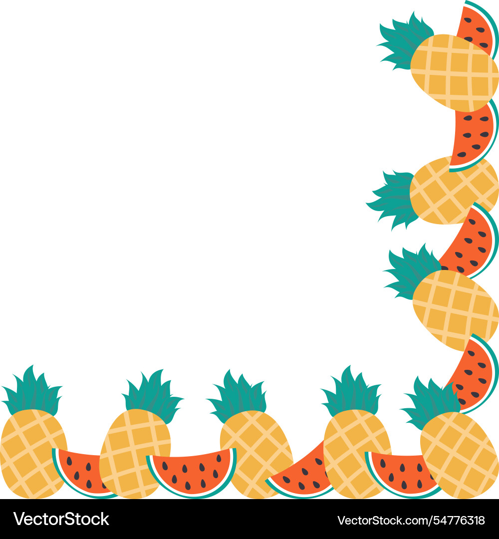 Watermelon slices and whole pineapple corner frame