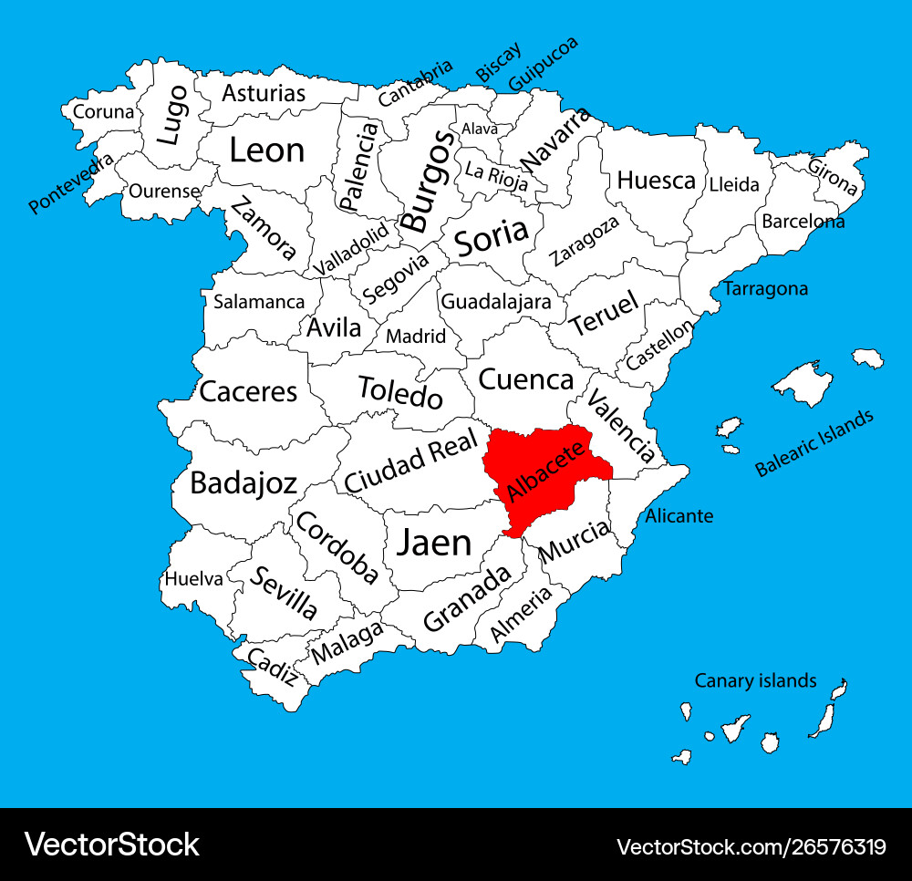 Albacete map spain province administrative Vector Image