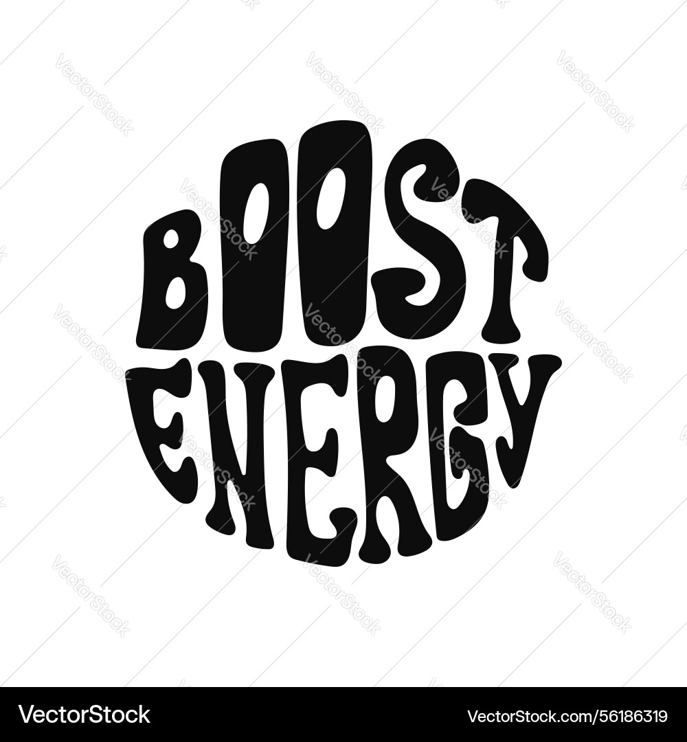 Boost energy retro groovy font design Royalty Free Vector