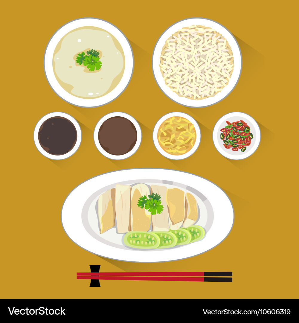 Chicken rice Royalty Free Vector Image - VectorStock