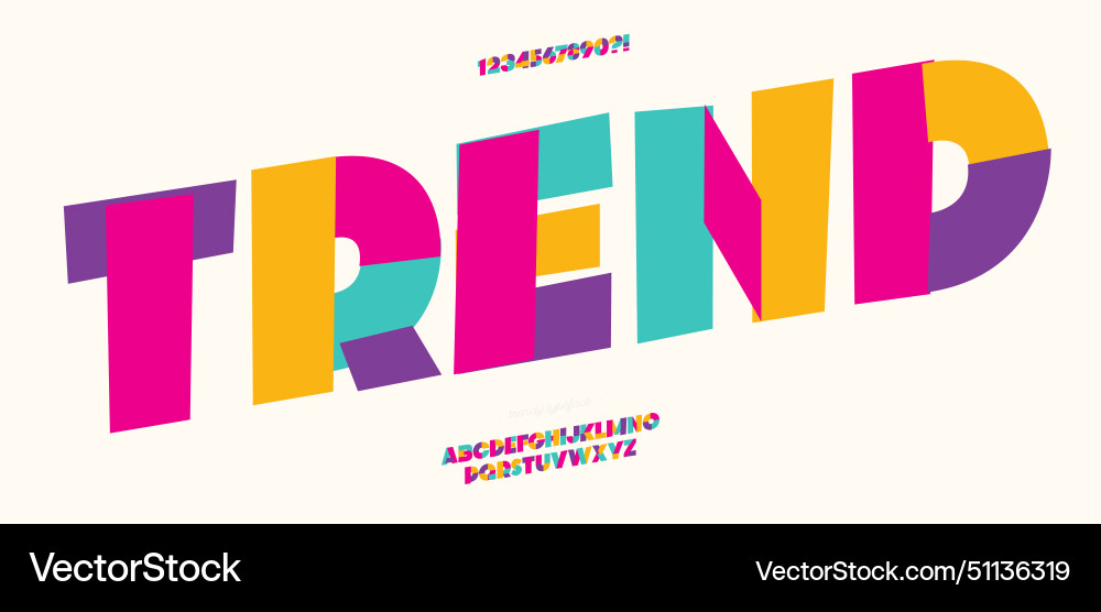 Font trend modern typography colorful Royalty Free Vector