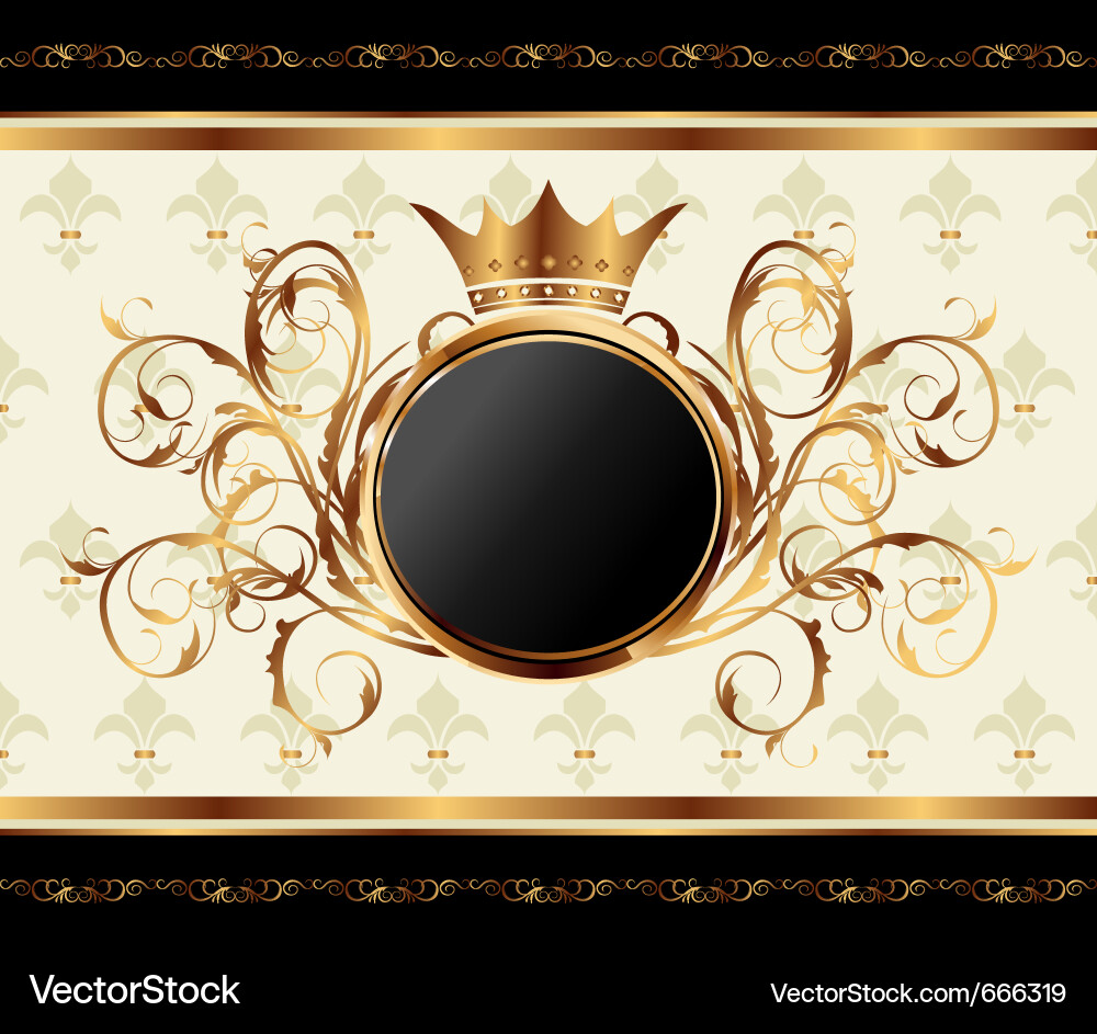 Gold invitation frame Royalty Free Vector Image