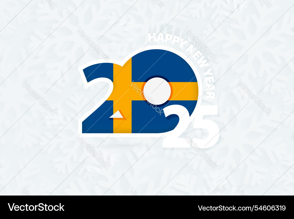 New year 2025 for sweden on snowflake background Vector Image