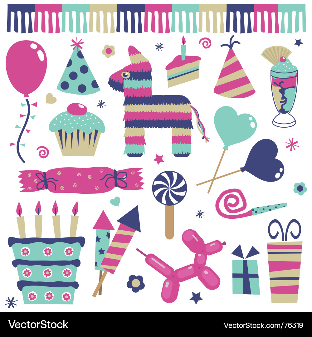 Party objects Royalty Free Vector Image - VectorStock