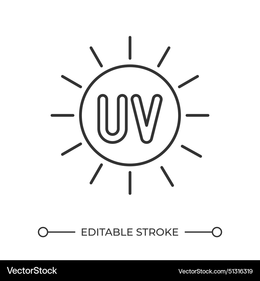 Uv radiation linear icon Royalty Free Vector Image