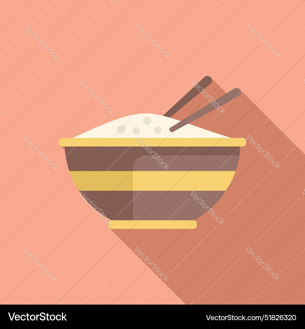 Bowl containing steaming white rice with Vector Image