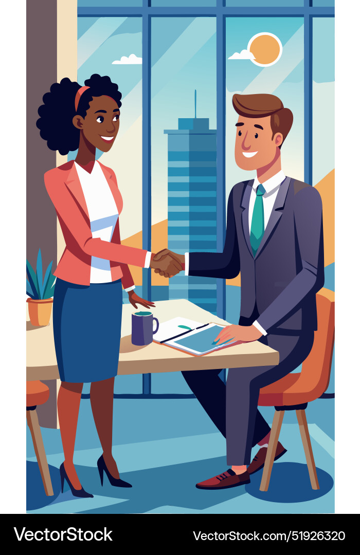 Business handshake in office Royalty Free Vector Image