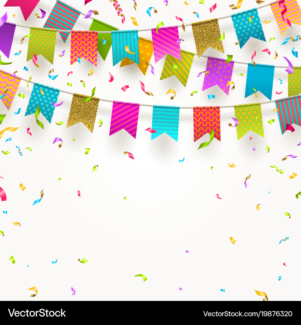 Colorful Party Flags and Confetti Royalty Free Vector Image
