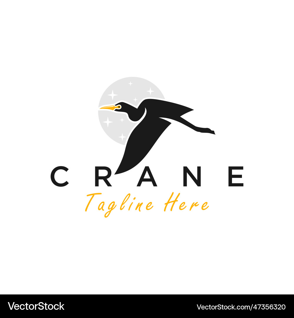 Flying egret bird logo Royalty Free Vector Image