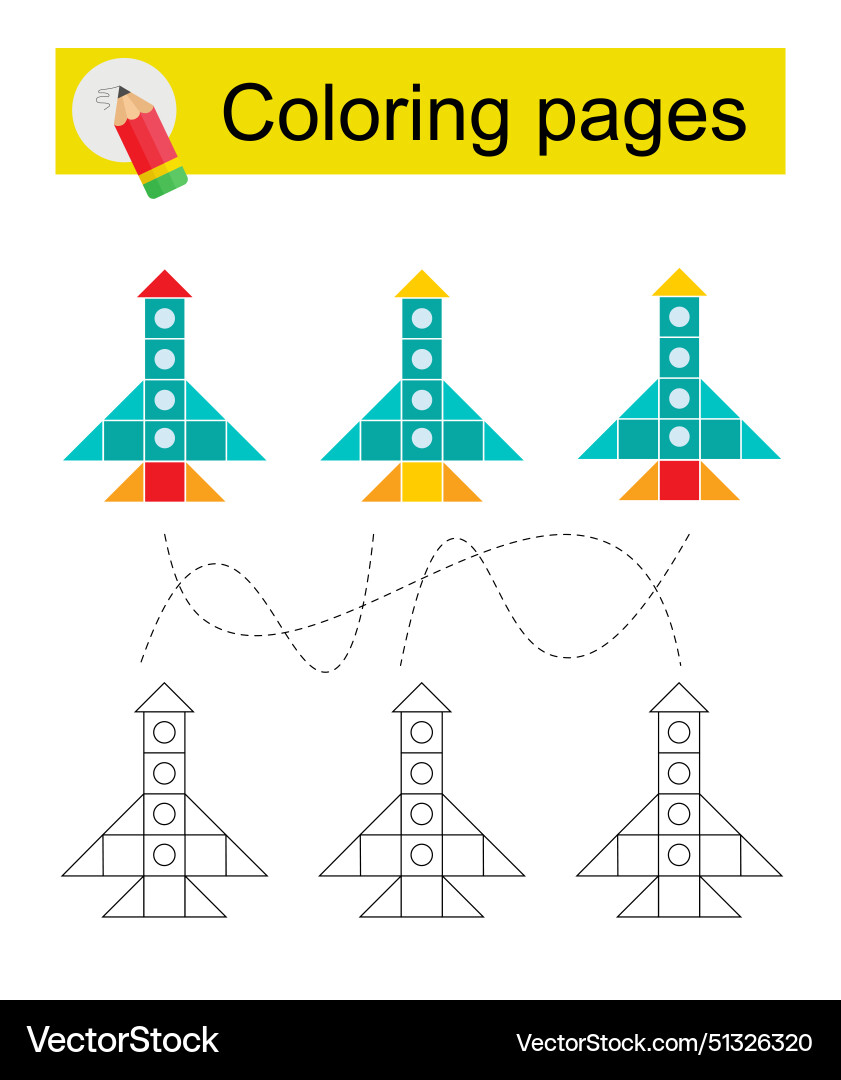 Go through the maze and color a cartoon rocket Vector Image