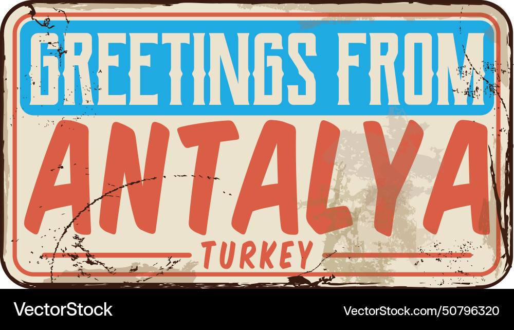 Greetings from antalya turkey Royalty Free Vector Image