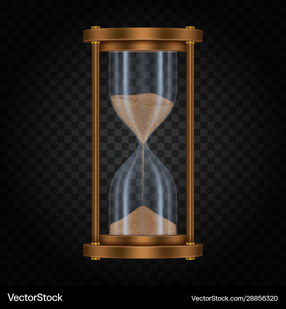 Hourglass with sand on transparent Royalty Free Vector Image