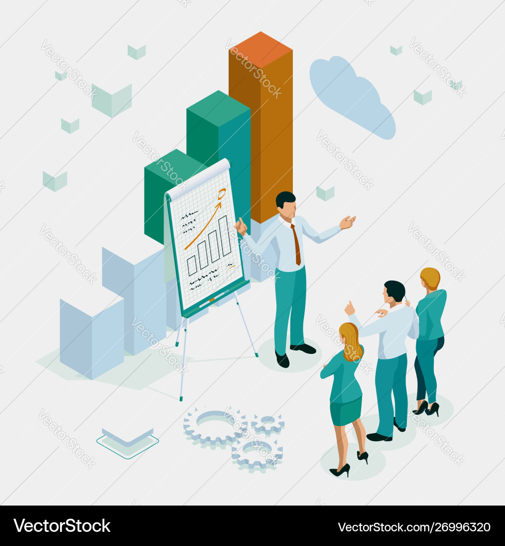 Isometric expert team for data analysis business Vector Image
