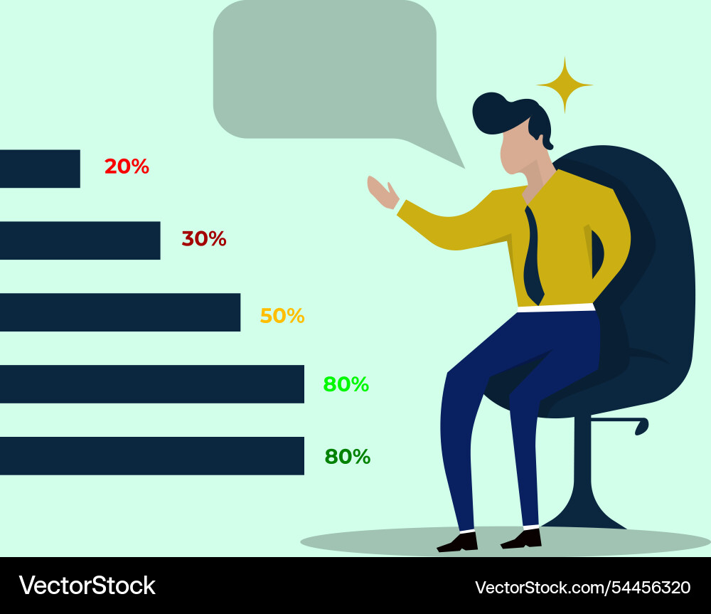 Man presenting data chart Royalty Free Vector Image
