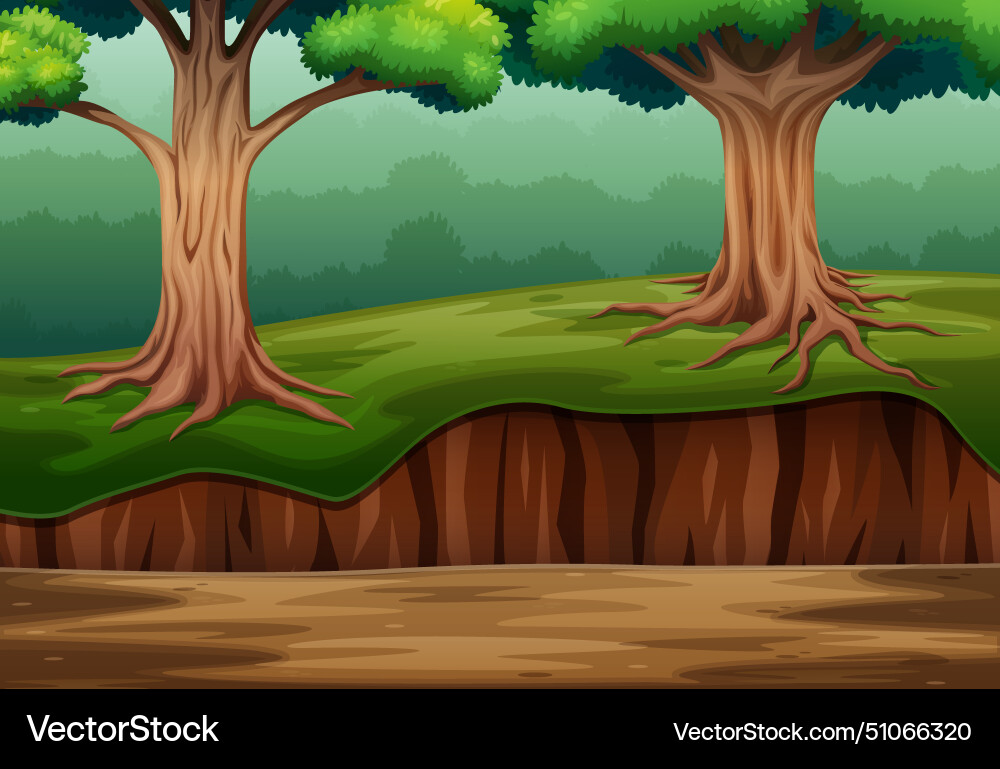 Nature landscape background with tree Royalty Free Vector