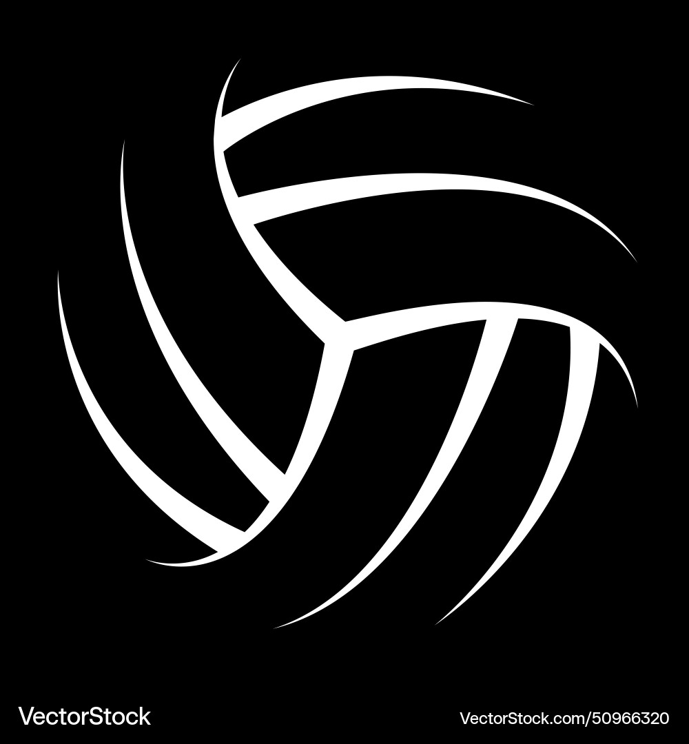 Stylized white volleyball ball on a black Vector Image