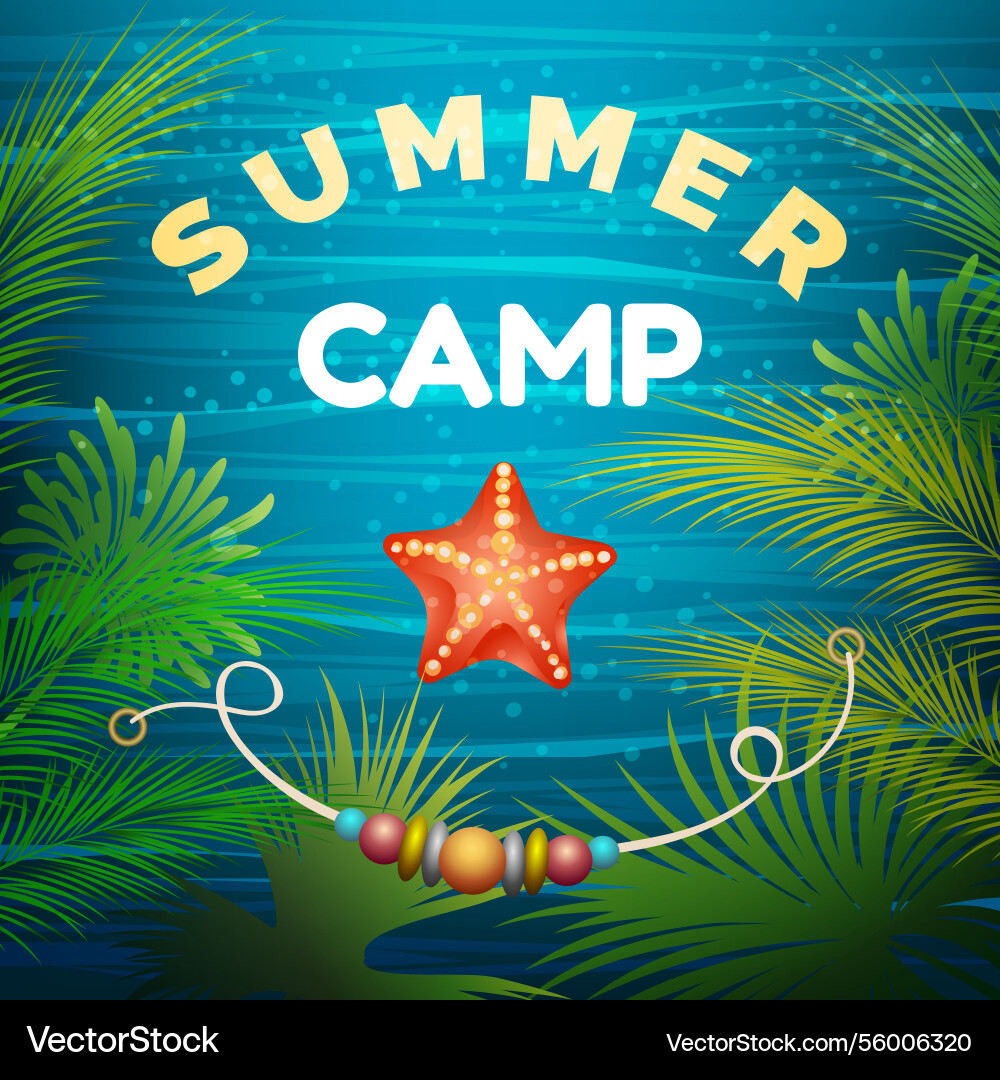 Summer camp colorful poster Royalty Free Vector Image