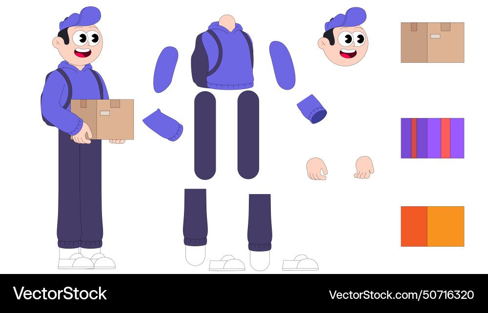 Young delivery boy character for animation Vector Image