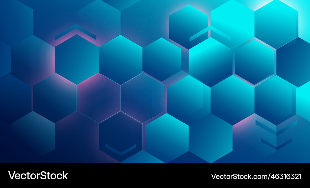 Abstract blue hexagon shapes with science Vector Image
