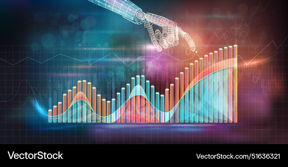 Analysis of economic growth graphs and financial Vector Image