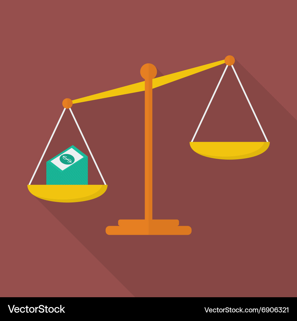 Balance scale with cash money Royalty Free Vector Image