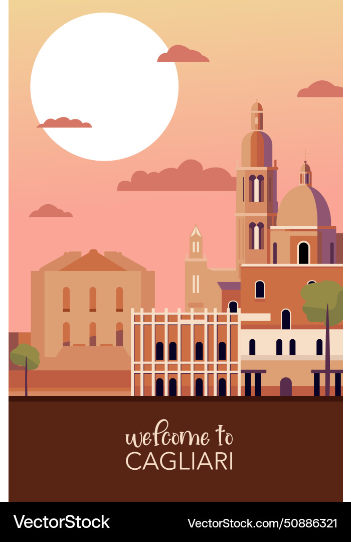 Cagliari retro poster Royalty Free Vector Image
