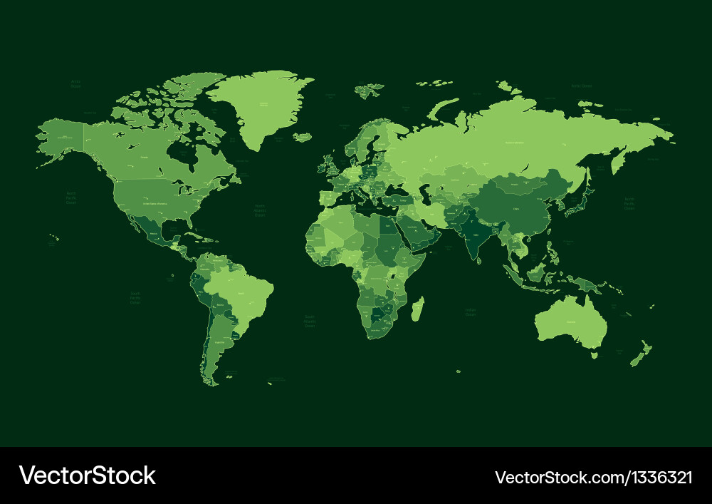 Detailed World Map Royalty Free Vector Image - VectorStock