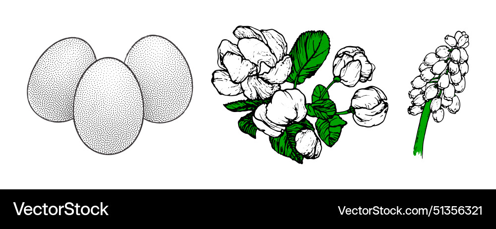 Graphical spring set isolated on white background Vector Image