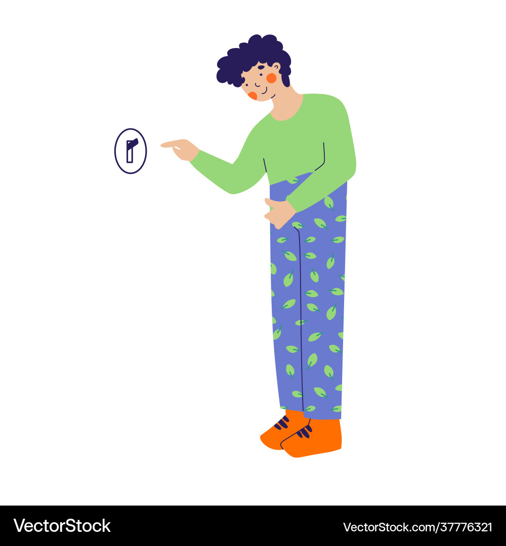Guy turns off light switch cartoon Royalty Free Vector Image