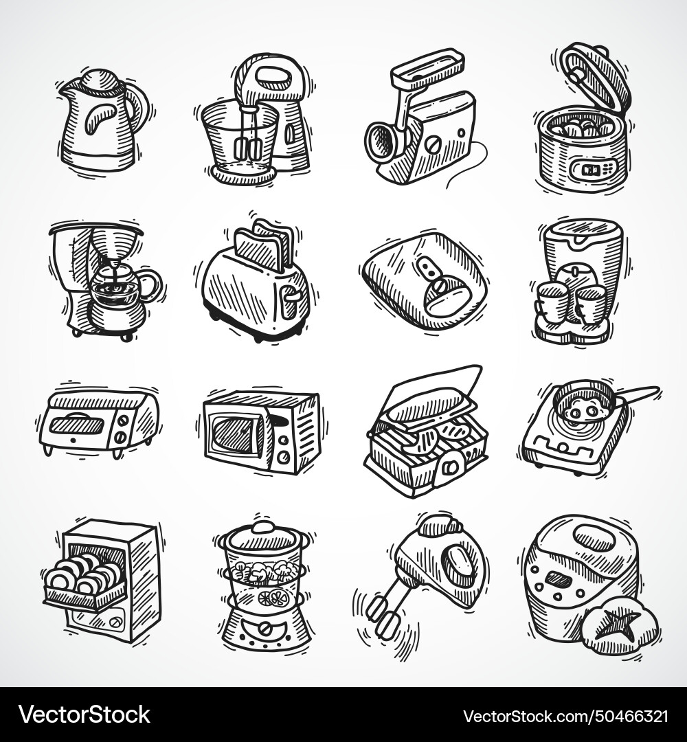 Kitchen equipment sketch Royalty Free Vector Image