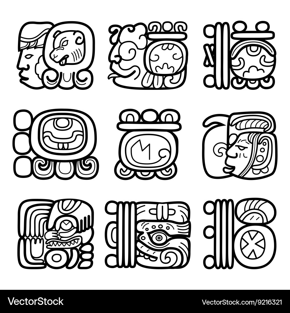 Maya glyphs writing system and languge design Vector Image