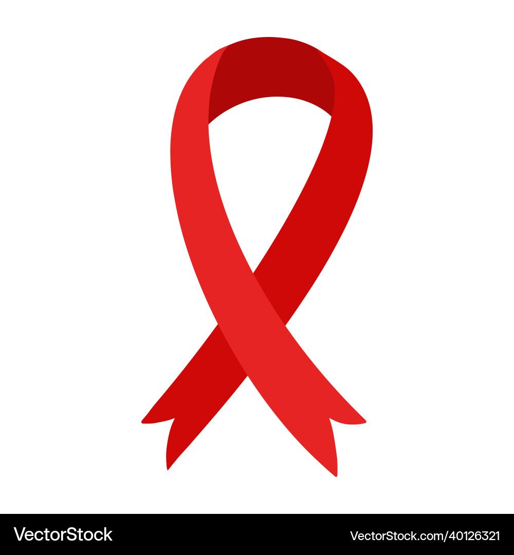 Red ribbon - emblem symbol for aids hiv awareness Vector Image