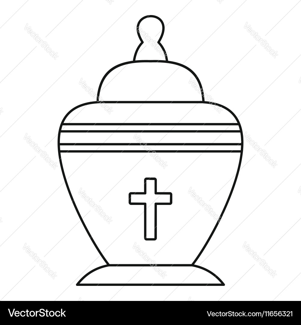 Urn Outline Funeral Urn And Cremation Jewelry For Human Ashes Vector