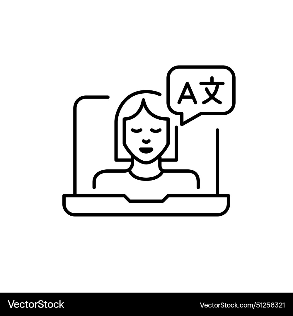 Woman with languages symbol speech bubble Vector Image